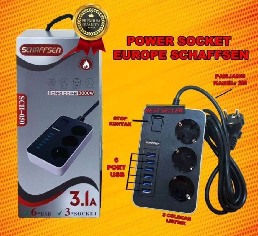 Promo Socket Listrik Terminal 4 Lubang 3 Usb 2A Charging Station Diskon ...