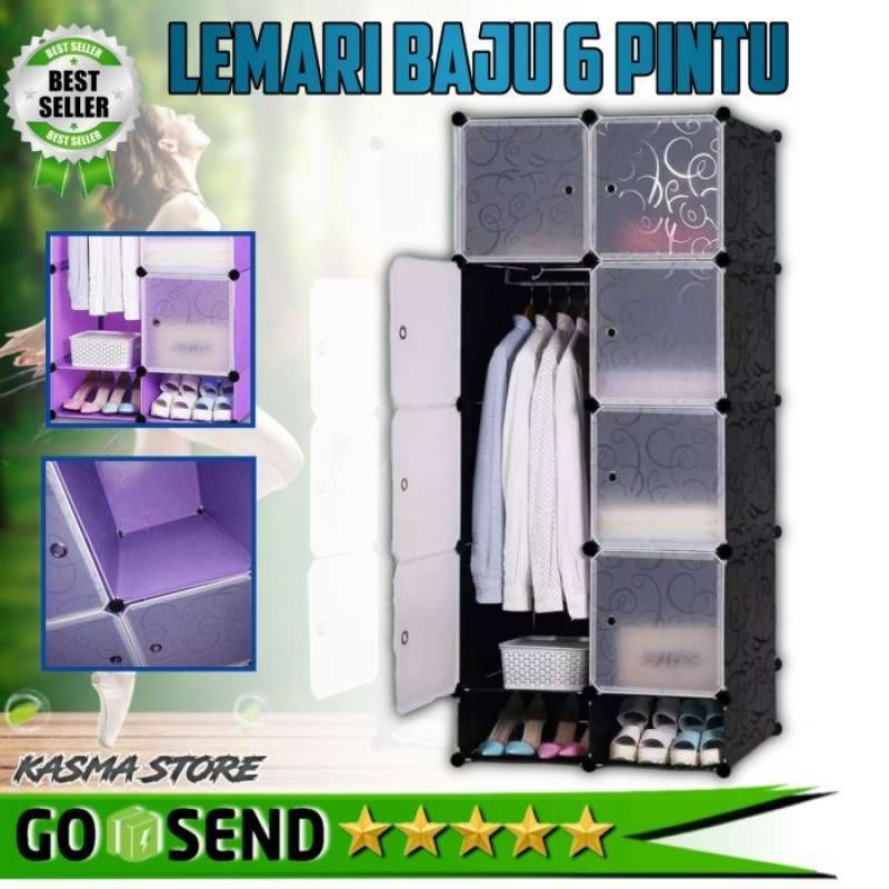 Promo Magic Wardrobe Lemari Baju Plastik DIY 6 Pintu With Gantungan Diskon 24% di Seller Aman ...