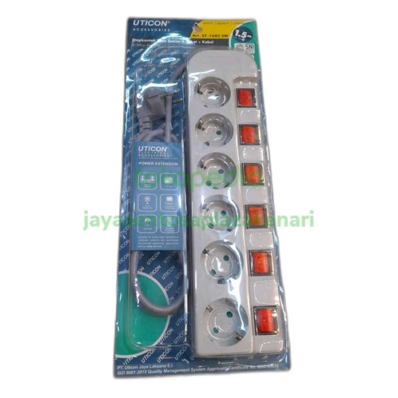 Promo stopkontak/stop kontak uticon 6 lubang masing masing switch st ...