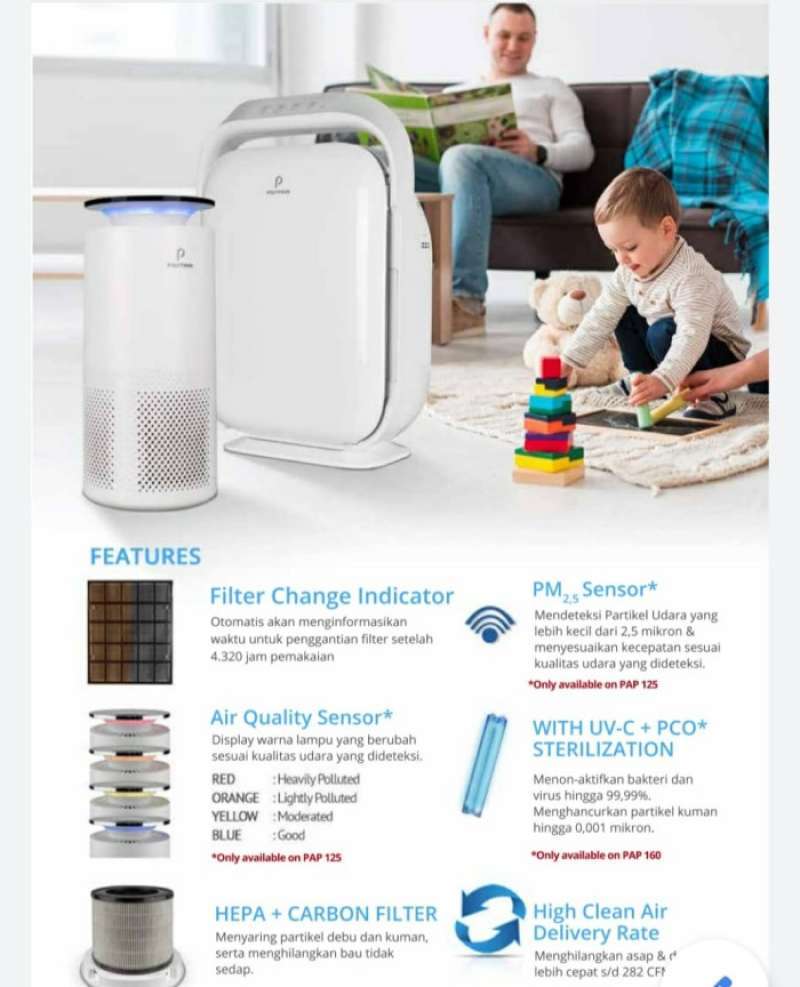 Promo Termurah Polytron Air Purifier Pap 125 With Hepa Uv Sterilizer Up ...
