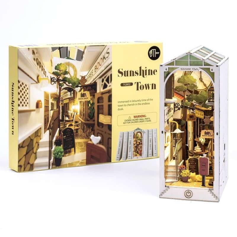 Promo Rolife Sunshine Town 3D Wooden DIY Miniature House Book Nook ...