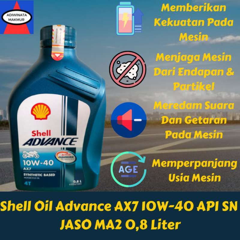 Promo Oli Shell Advance Ax7 Synthetic Based 10w - 40 (4t) Api Sn 0,8 ...