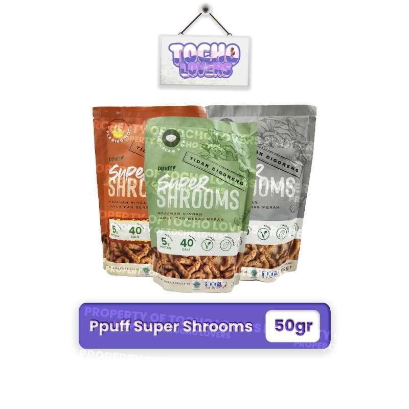 Jual Ppuff Super Shrooms 50gr Snack Jamur Beras Merah Cemilan Sehat ...