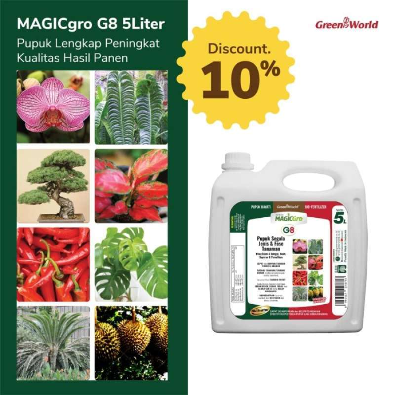 Promo Gworld Magicgro-g8 Pupuk Organik Super Semua Jenis Tanaman 5 Liter Diskon 9% Di Seller ...
