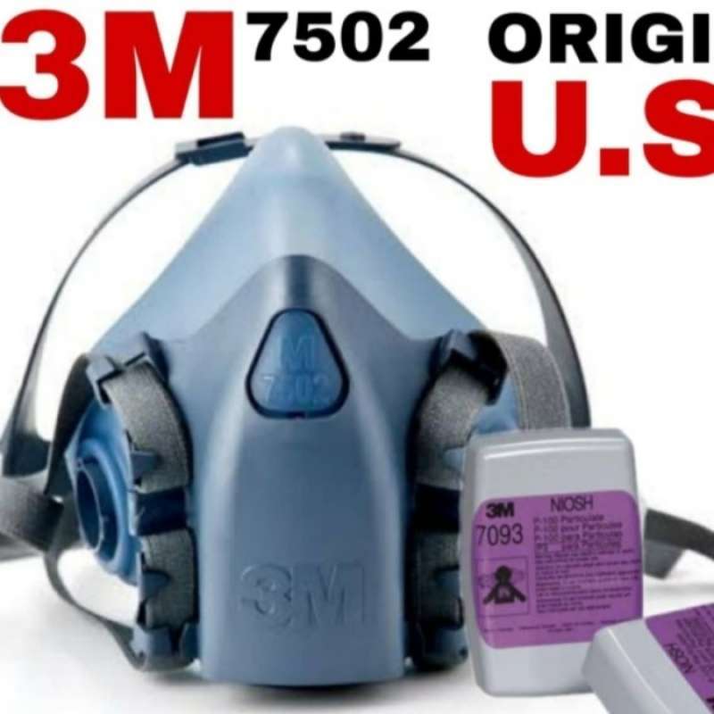 Promo 3M Respirator 7502 Masker Pelindung Anti Virus + Filter P100 7093 ...
