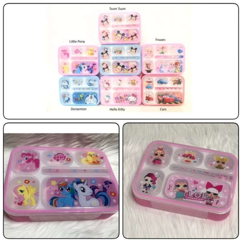 Promo Kotak Makan Lunch Box Anak Karakter Sekat 6 Free Sendok - Lorena ...