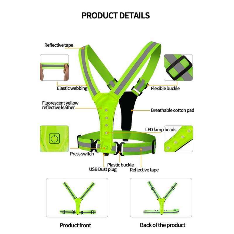 Jual Nokin Rompi Tali Reflektif Sabuk Keselamatan Led Reflective Vest ...