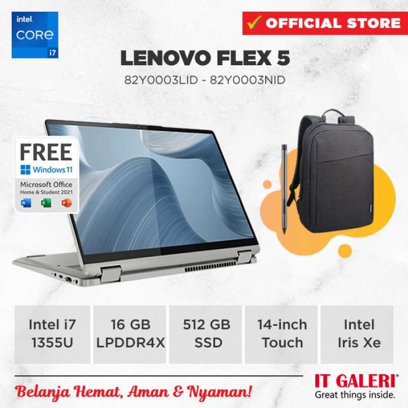 Jual Lenovo Ideapad Flex 5 14iru8 82y0003lid 82y0003nid - I7-1355u/16g ...