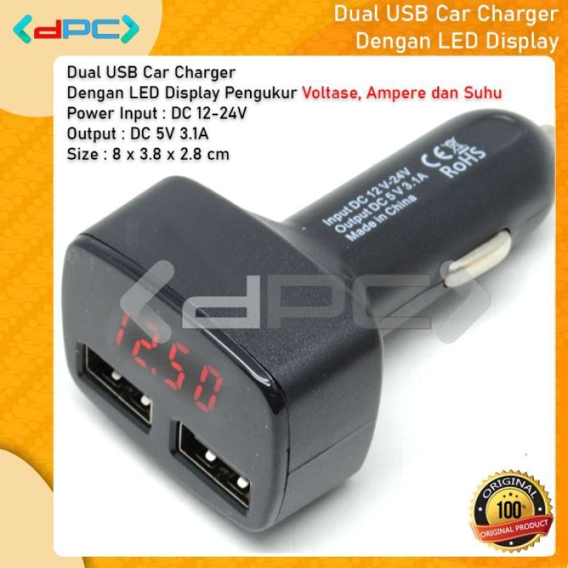Jual Charger Mobil Dengan 2 Port Usb Dan Display Voltase, Ampere Dan Suhu Di Seller Supermart ...