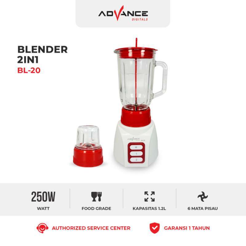 Promo Blender 2 In 1 Advance Bl-20 Blender Serbaguna Gelas Kaca 1.2 Liter Diskon 26% Di Seller ...