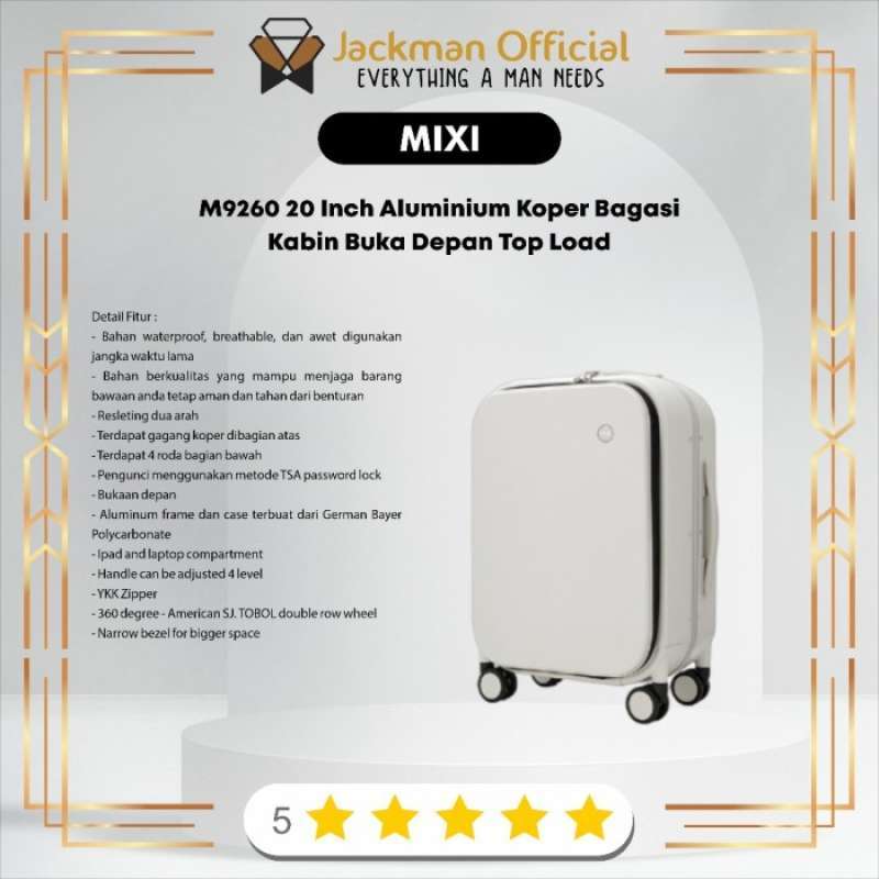 Promo Mixi M9260 20 Inch Aluminium Koper Bagasi Kabin Buka Depan Top Load Diskon 9% Di Seller ...