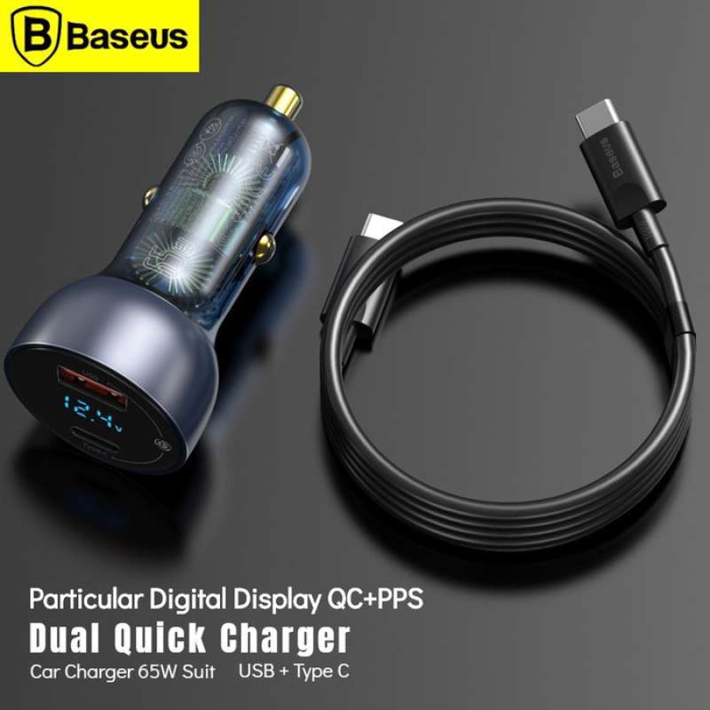 Jual Baseus Dual Quick Car Mobil Fast Charger 65w Type C With Cable Di ...