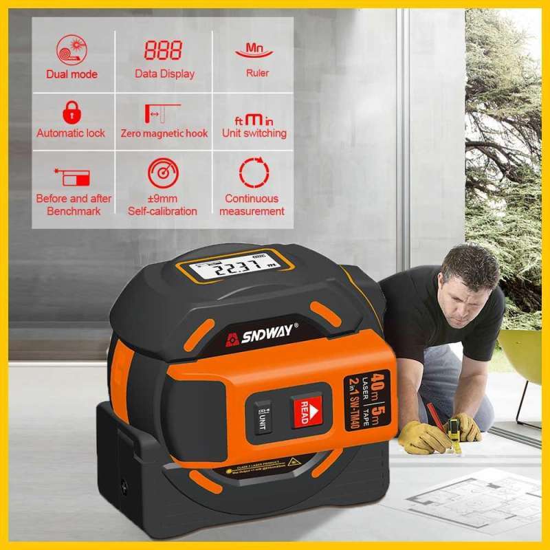 Jual Meteran Laser Pengukur Jarak Distance Meter Dual 40m Sw-tm40 ...