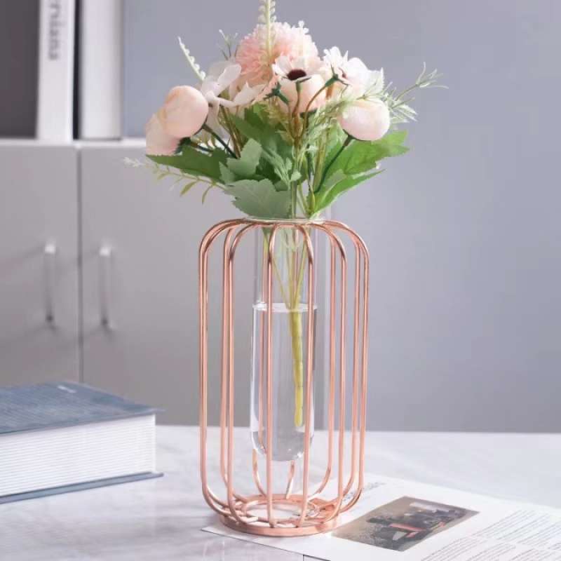 Promo Gold Tube Vase / Vas Bunga Meja Simple Mewah Vase Vas Bunga ...