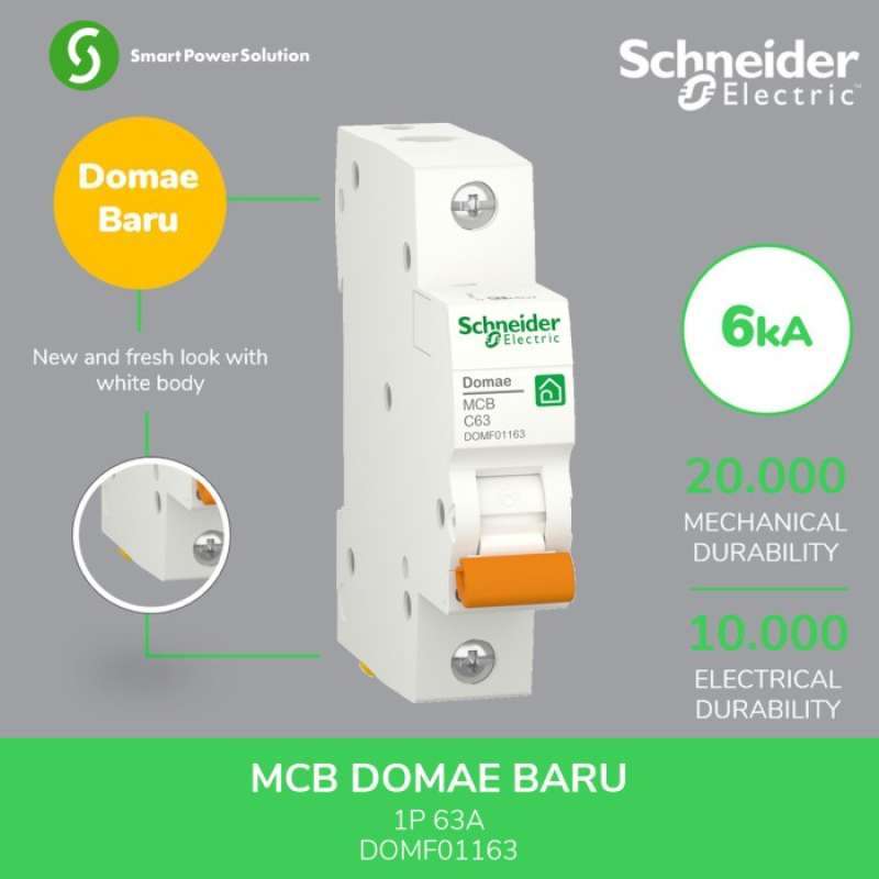Promo Schneider New Domae Mcb 63a - 1p 6ka - Domf01163 Diskon 50% Di ...