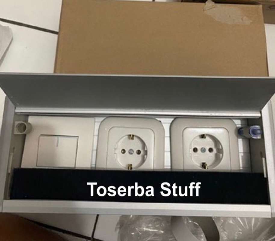 Promo Stop Kontak Meja Meeting Cable Box Silver Hairline Tiga Outlet ...