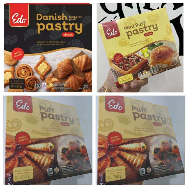 Jual Edo Danish Puff Pastry Sheet 350 750 Gram Frozen Unbaked Mini ...