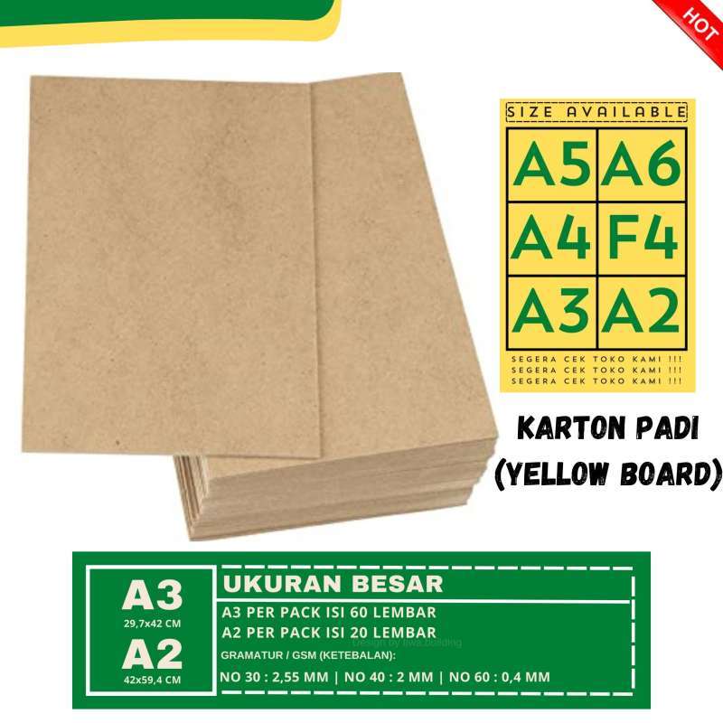 Jual Karton Padi/yellow Board/kertas Hard Cover No,30,40,60 A3&a2 ...