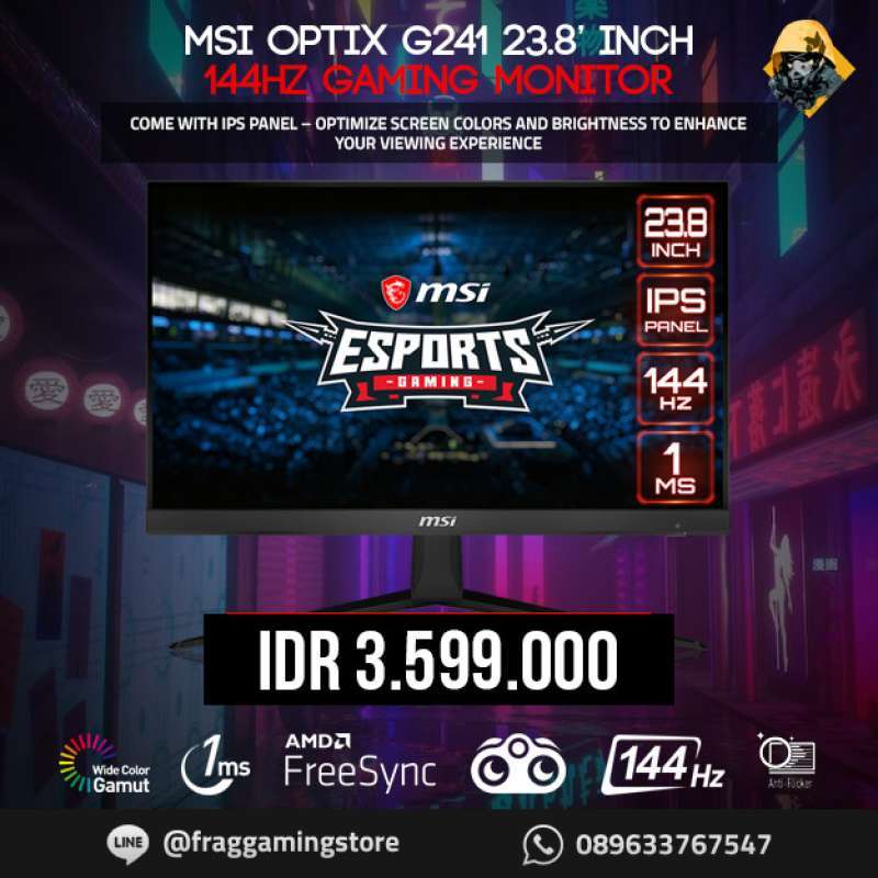 Promo Monitor Msi Optix G241 Full Hd 24inch 144hz Diskon 23% Di Seller ...