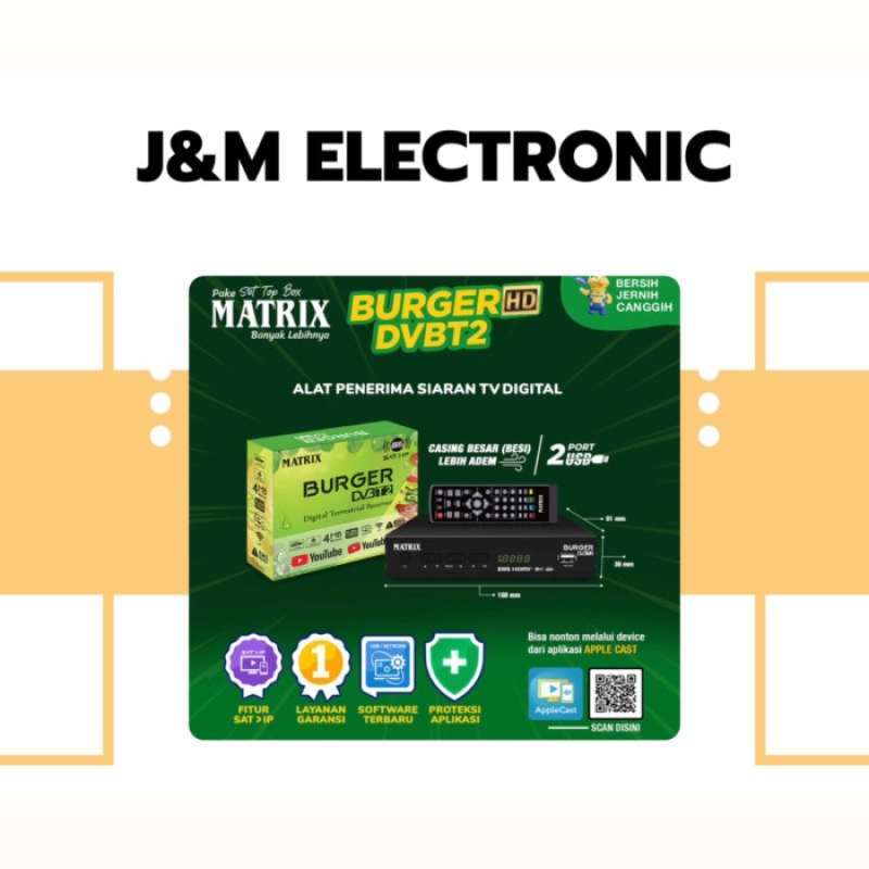 Promo Set Top Box Dvbt2 Receiver Matrix Burger Hijau/stb Matrix Burger Hijau - Stb +dongel ...