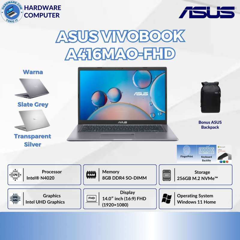 Jual Asus Vivobook 14 A416mao-fhd/intel N4020/8gb/256gb Ssd/14″ Fhd/win ...