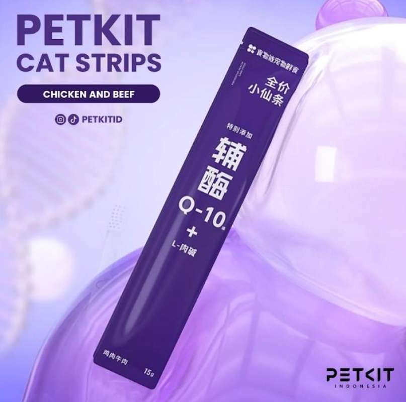 Jual Petkit Cat Strips Coenzyme Q10 + L Carnitine Chicken And Beef 18g - Strip Di Seller Petkit ...