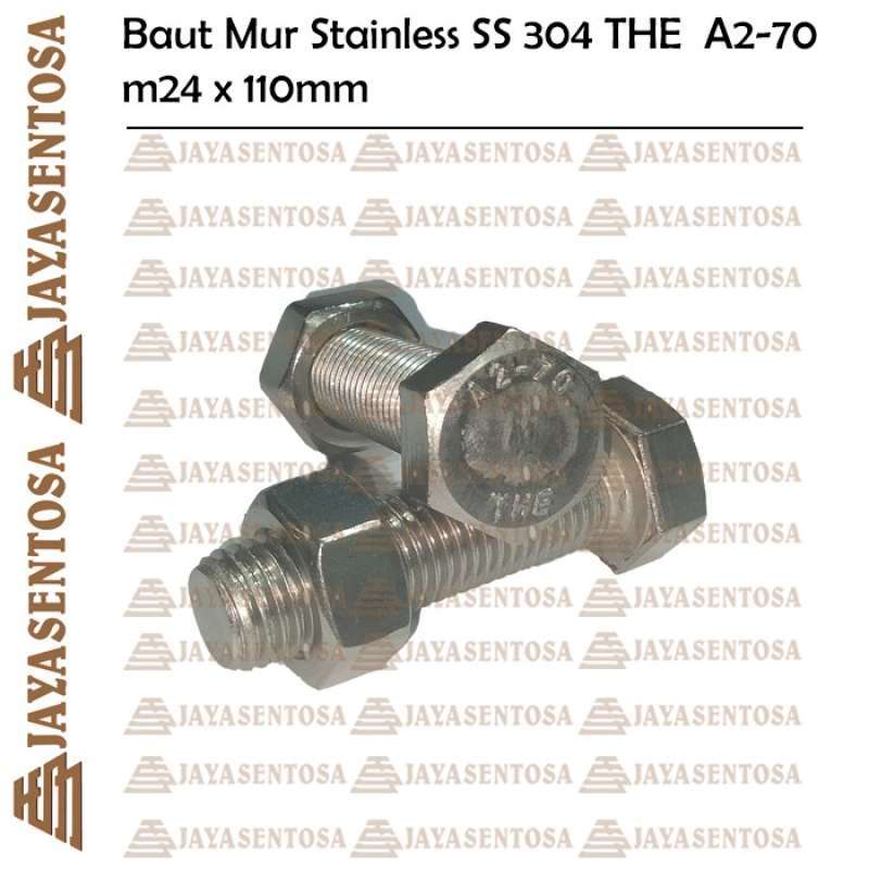Promo Baut Mur Stainless M24 X 110 Sus 304 Ss 304 The A2-70 Diskon 23% ...