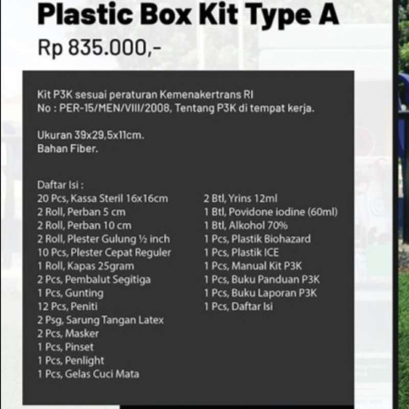 Promo Kotak P3k Dinding / Box P3k Plastik Tipe A / Sesuai Kemenaker ...