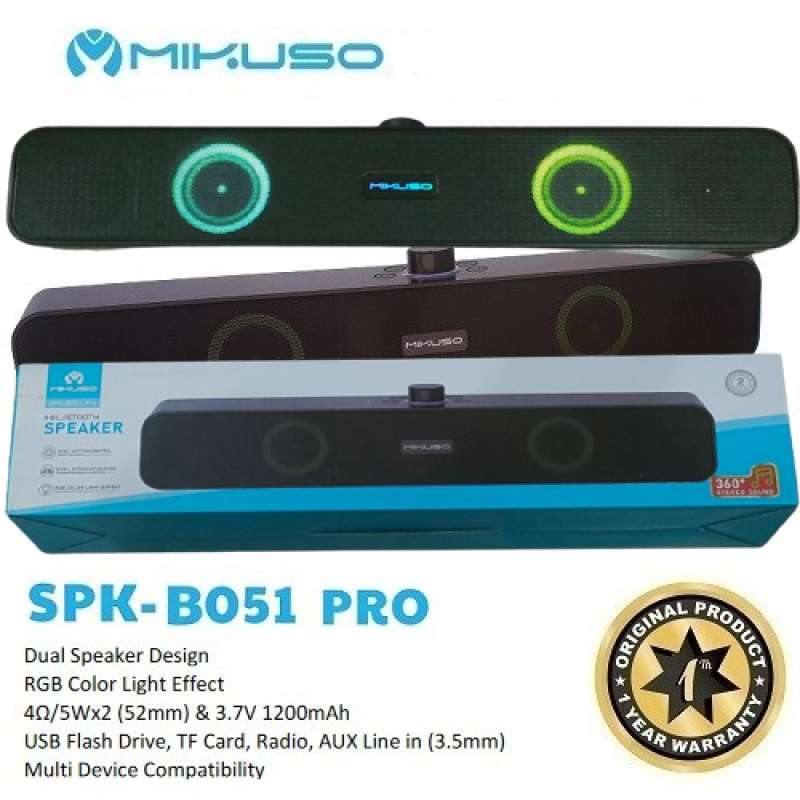 Jual Mikuso Spk-b051 Pro Speaker Bluetooth Soundbar Microsd,usb,aux,fm Rgb - Spk-b051 Pro Di ...