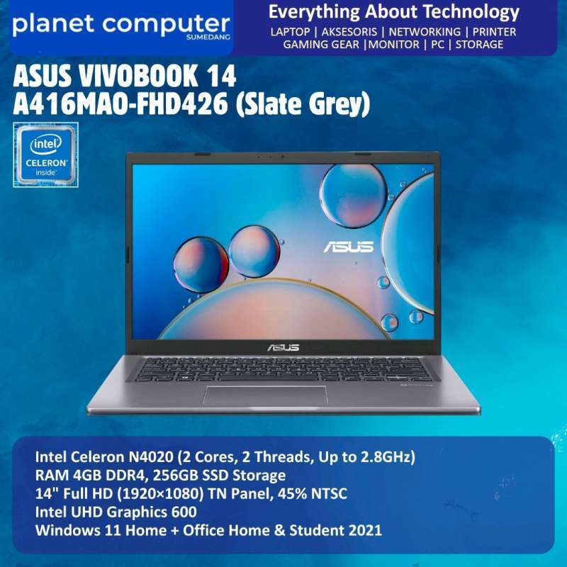 Jual Asus Vivobook A416mao-fhd426 Notebook Celeron N4020 4/256gb 14 Fhd ...