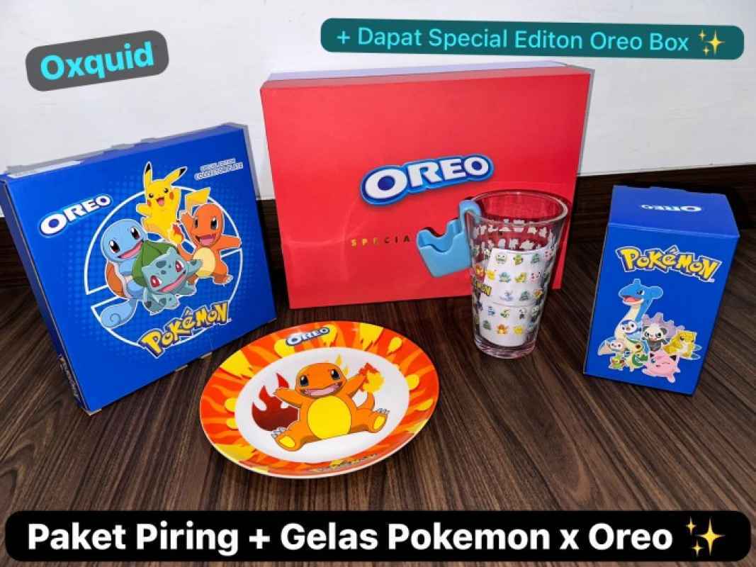 Promo Piring Gelas Kartu Oreo X Pokemon Special Edition Plate Medal ...