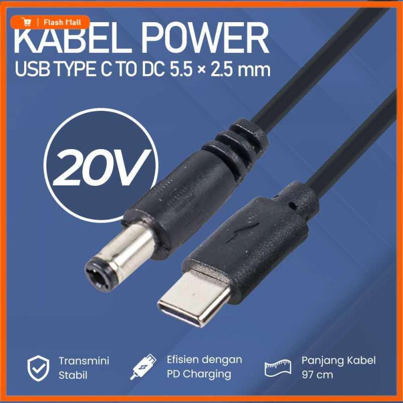 Jual ⚡ Kabel Power Usb Type C To Dc 5.5x2.5mm Pd Charger Router Cctv ...