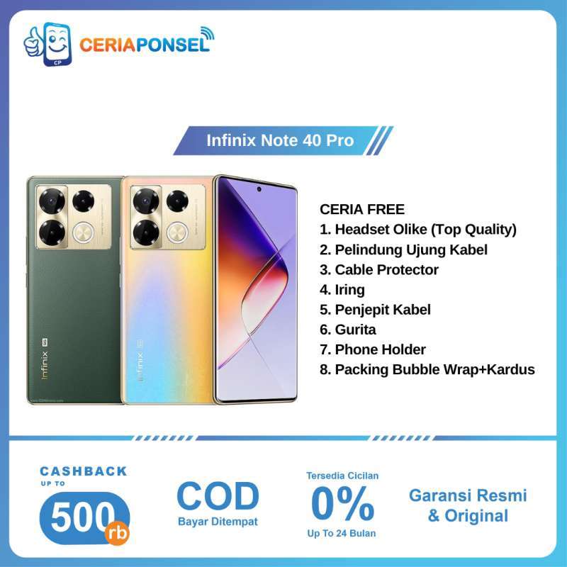 Promo Infinix Note 40 Pro 5g 8/256 Mediatek Dimensity 7020 | Garansi Resmi - +tws Xbuds 8/256 ...