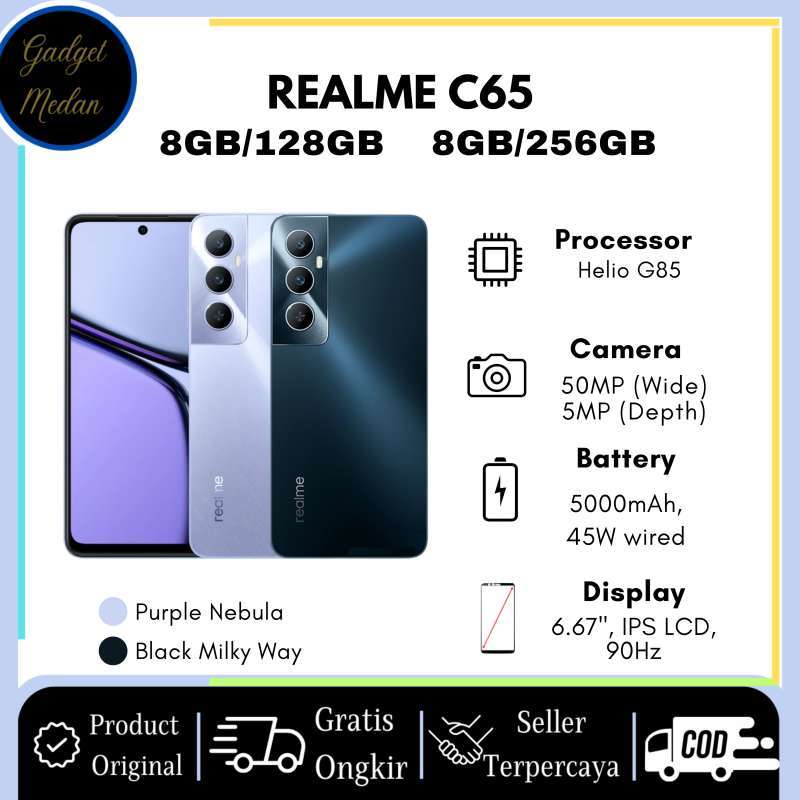 Promo Realme C65 8/128gb/256gb Garansi Resmi - Black 8/128 Diskon 19% Di Seller Gadget Medan ...