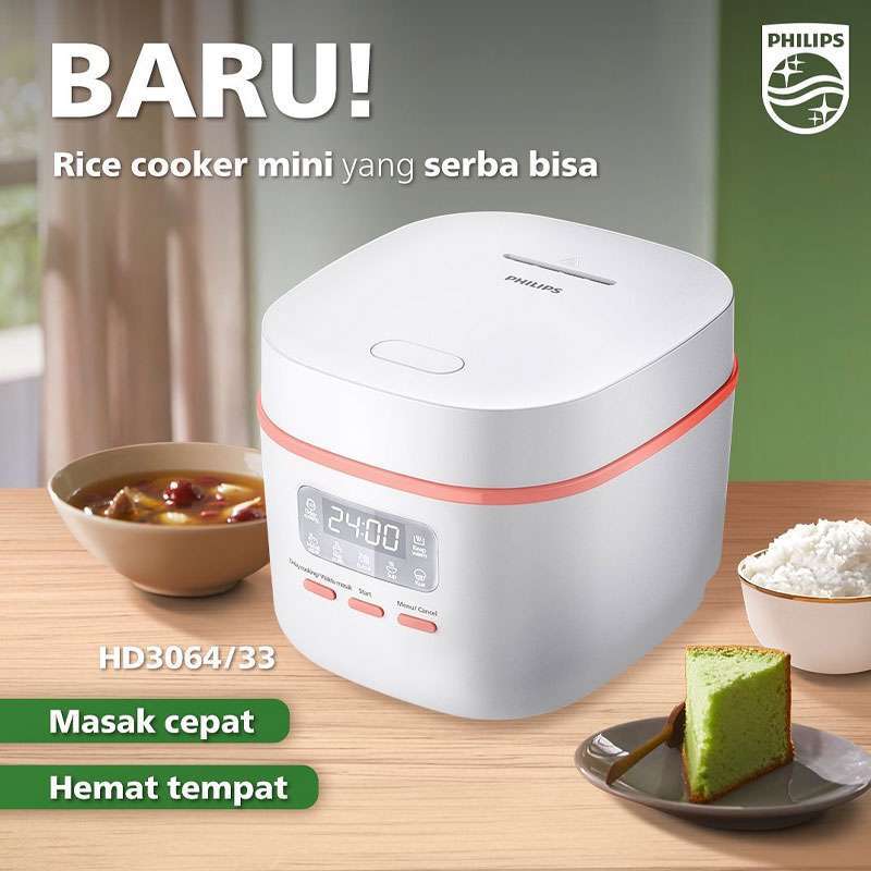 Promo Philips Mini Rice Cooker Seri 3000 0.54 L - Hd3064/33 Basic Putih ...