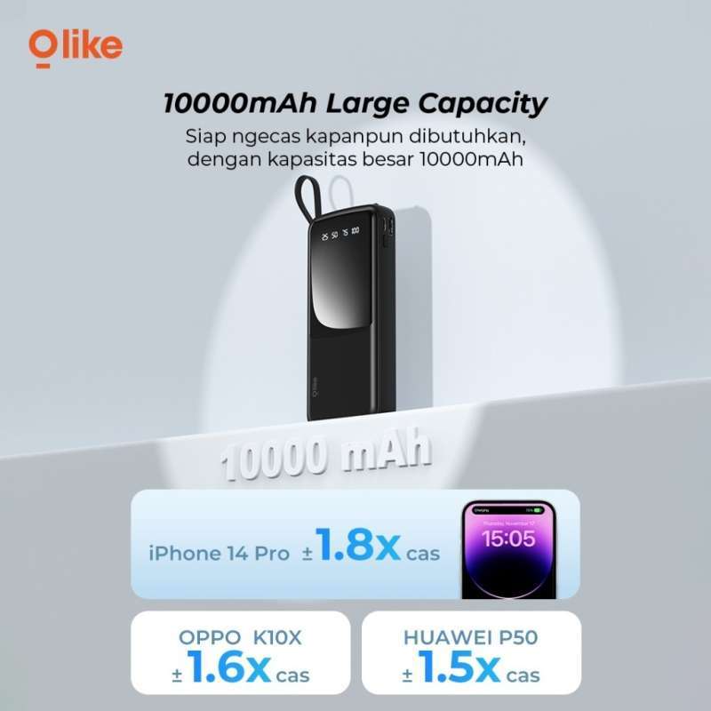Promo Olike P103 Powerbank 10000mah 2.1a Kabel 4in1 - Garansi Resmi 1 ...