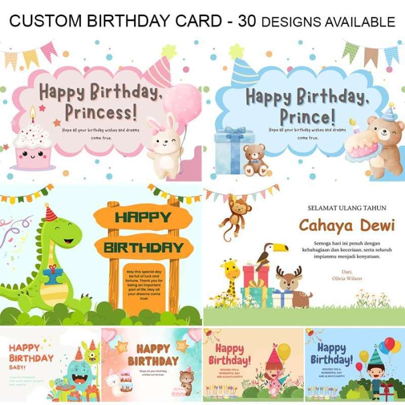 Jual 9.4x13.4cm Kartu Ucapan Ulang Tahun Birthday Card Anak Custom ...
