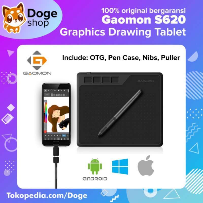 Promo Gaomon S620 6.5 X 4 Inch Graphic Drawing Tablet Osu! Alternative ...