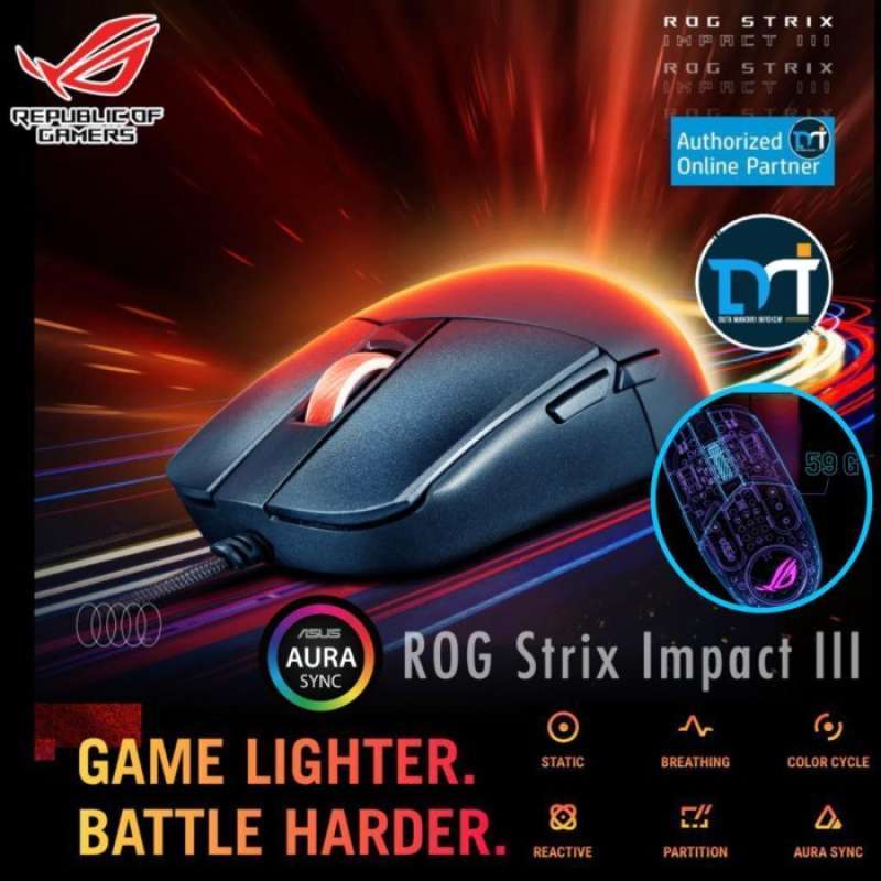 Promo Rog Strix Impact Iii - Ambidextrous Lightweight Gaming Mouse ...