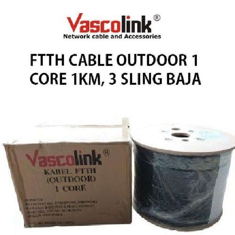 Jual Vascolink Drop Core Ftth Cable Outdoor 1core 1km, 3steel Di Seller ...