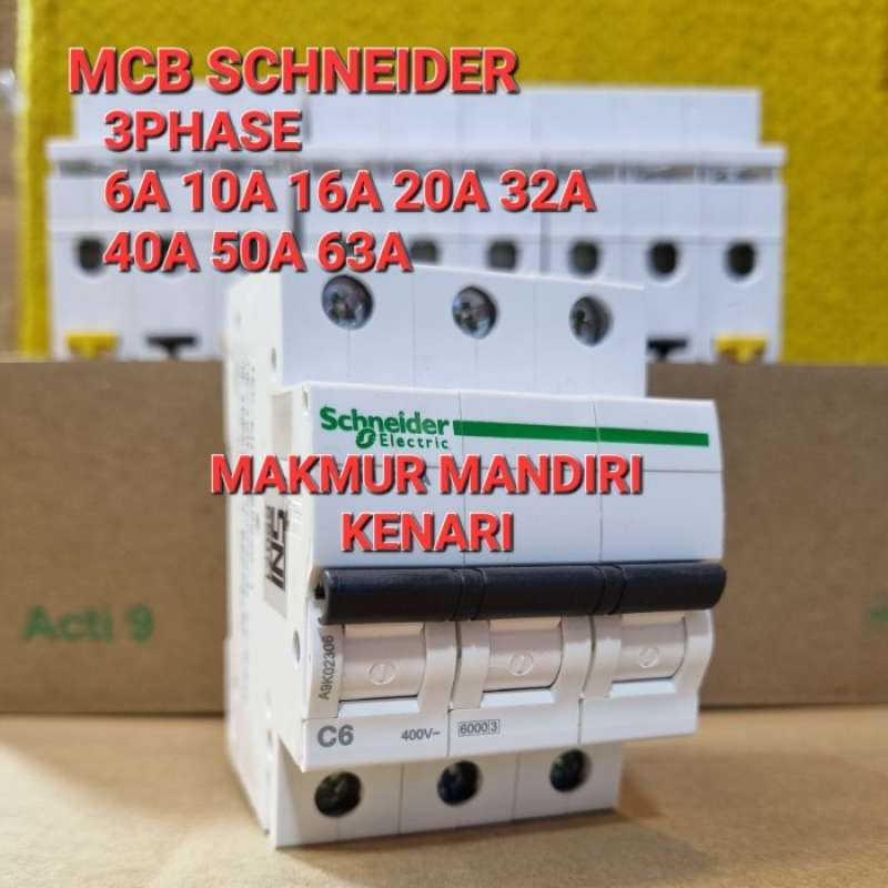 Promo Mcb Schneider 3p 3phase 6a 10a 16a 20a 32a 40a 50a 63a Amp Original - 10a Diskon 50% Di ...