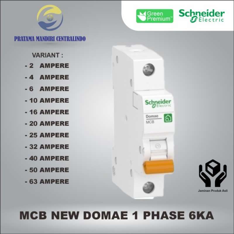 Promo Mcb 1 Phase New Domae 6ka Schneider 1 Pole 1p - 2 Ampere S.d 63 Ampere - 6a Diskon 50% Di ...