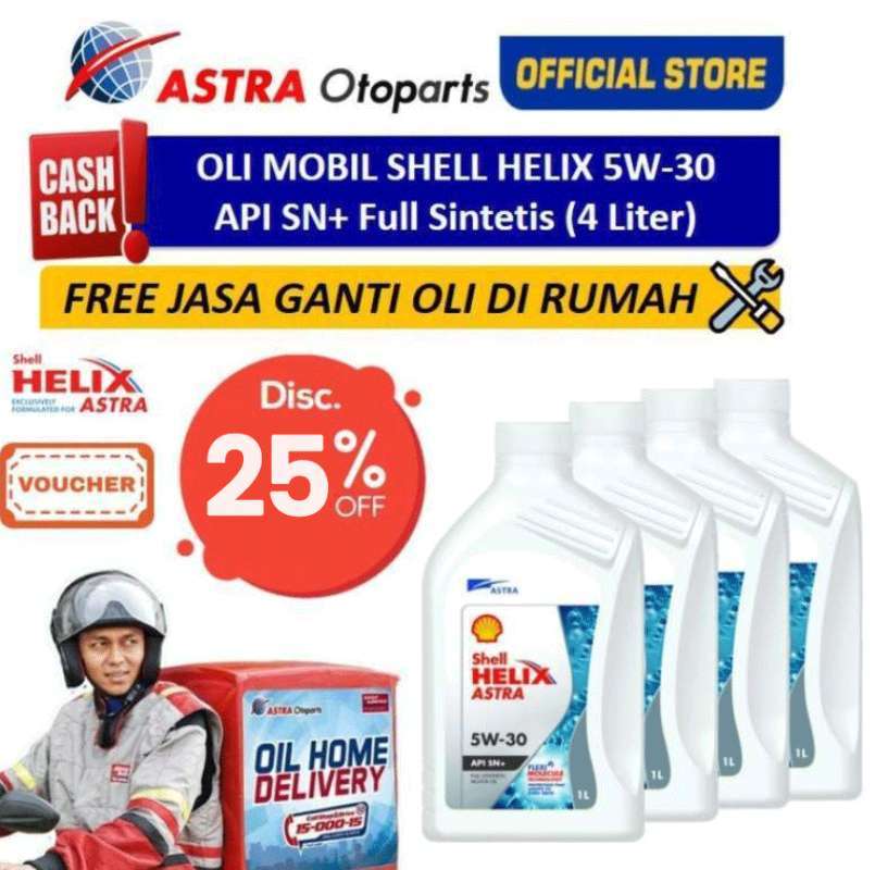 Promo Oli Mobil Shell Helix Astra 5w-30 (4 Ltr) + Free Ganti Oli Di ...