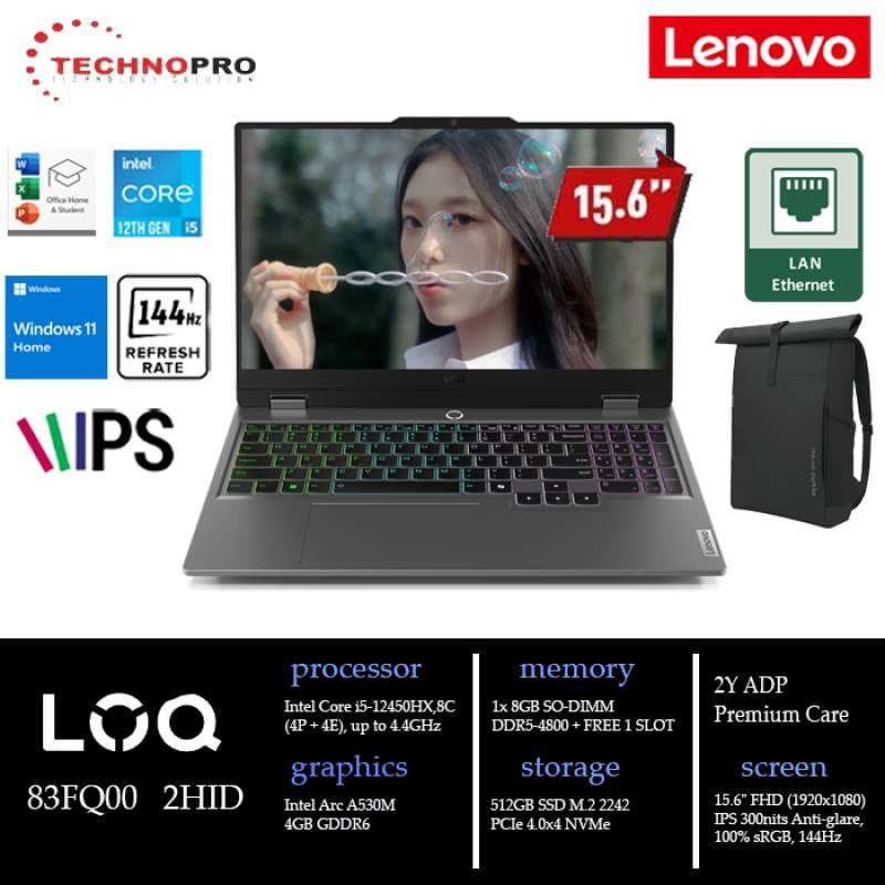Promo Lenovo Loq 15iax9i 2hid || Intel Core I5-12450hx Arc A530m 8gb 512gb Ssd Windows 11 Home ...