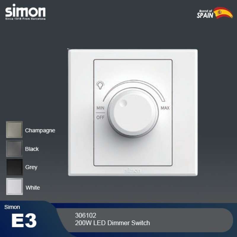 Promo Simon E3 200w Led Dimmer Switch 306102 - White Diskon 50% Di ...