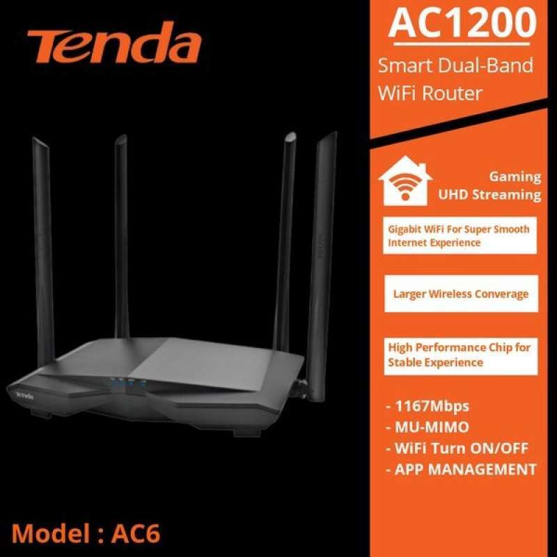 Jual Tenda Ac6 Dual Band Ac1200 Mu-mimo Wifi Wireless Router Ac 6 Ac ...