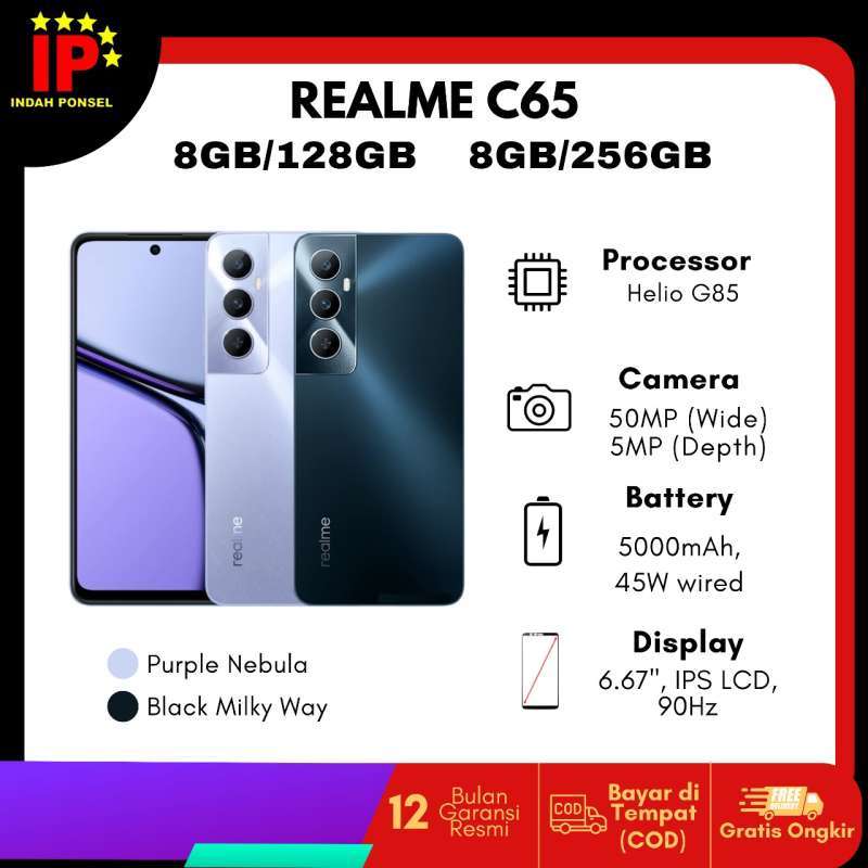 Jual Realme C65 8/128gb/256gb Garansi Resmi - Purple 8/128 Di Seller Indahponseltamora Official ...