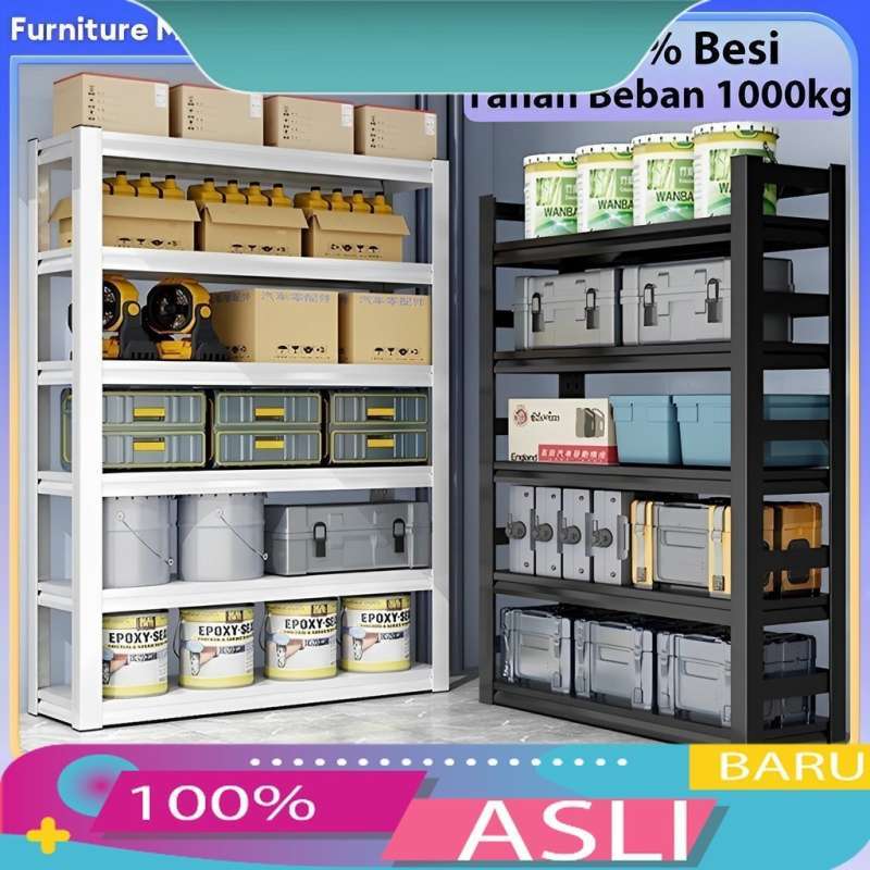 Promo Yup Tahan Beban 1000kg Rak Besi Rak Besi Siku 5 Susun - Putih ...