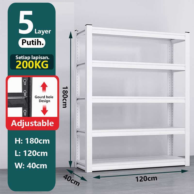 Promo Yup Tahan Beban 1000kg Rak Besi Rak Besi Siku 5 Susun - Putih ...