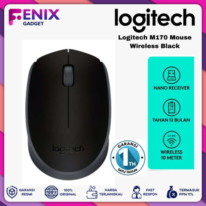 Promo 100% Produk Ori Logitech M170 Mouse Wireless Black Original ...